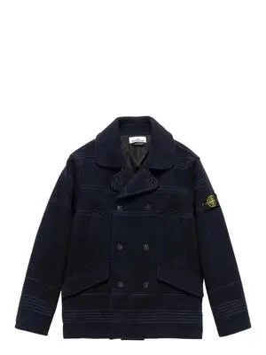 Stone Island Double-breasted Logo Patch Jacket - Black
