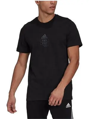 Adidas Tech Refl Tee M Running Athleisure Casual Sports Round Neck Short Sleeve - Black