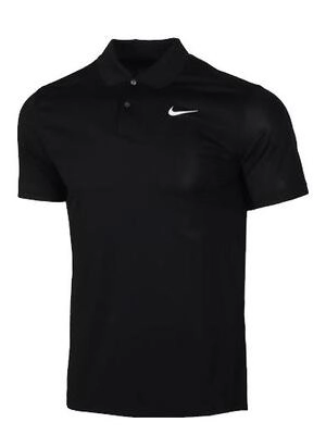 Nike Logo Quick Dry Breathable Sports Short Sleeve Polo Shirt - Black