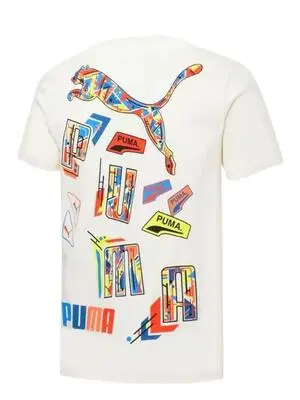PUMA Multi Logo Tee 'white - White/blue/red