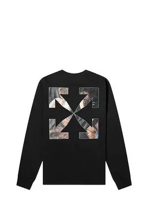 Off-White C/o Virgil Caravaggio Printing Round Neck Long Sleeves T-shirt - Black