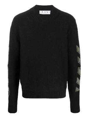 OFF-WHITE Off-White FW21 Arrow Pattern Round Neck Pullover Wool Sweater
