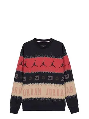 JORDAN Essential Holiday Fleece Crew - Black/beige/red