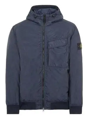 Stone Island Crinkle Reps Jacket With Pocket Detail - Navy