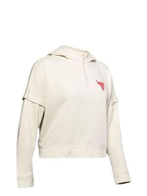 Under Armour X Project Rock Terry Hoodie - White/pink