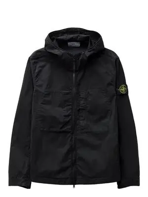 Stone Island Supima Cotton Twill Stretch Hooded Jacket - Black