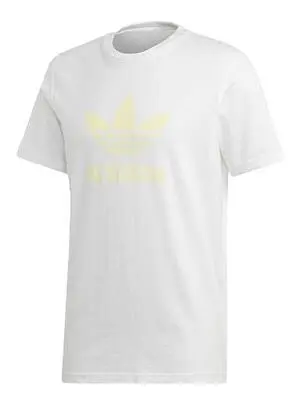 Adidas Originals Chest Logo Printing Sports Short Sleeve White - White/yellow
