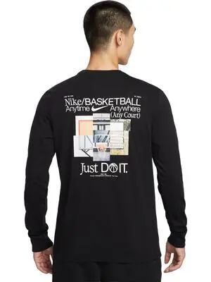 Nike Just Do It Anytime" Long Sleeve Basketball Shirt - Black