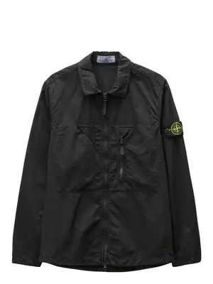Stone Island Brushed Cotton Canvas Zip Shirt Jacket - Black