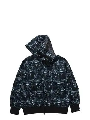 A BATHING APE Shark Graffiti Full Zip Hoodie - Black