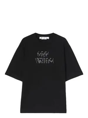 OFF-WHITE Men's Off-white Ss22 Arrow Pattern Printing Round Neck Pullover Short Sleeve Loose Fit Black T-shirt