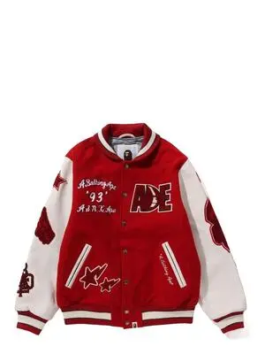 A BATHING APE Multi Motif Varsity Jacket - Red