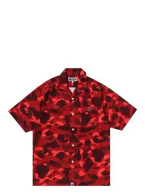 A BATHING APE Color Camo Ape Head One Point Shirt - Red