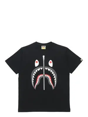 A BATHING APE A Bathing Ape Half Zip Shark Tee Black