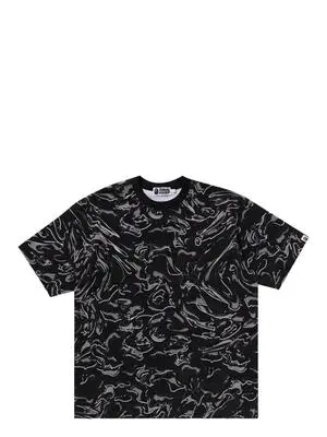 A BATHING APE Marbling Camo One Point Relaxed Fit Tee - Black
