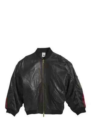 Adidas X Chavarria Leather Bomber Jacket - Black