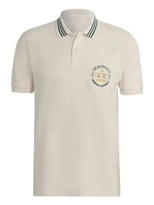 Adidas Alphabet Logo Stripe Printing Short Sleeve White Polo Shirt - Default Color