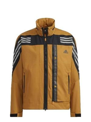 Adidas Logo Stripe Printing Hooded Jacket - Brown