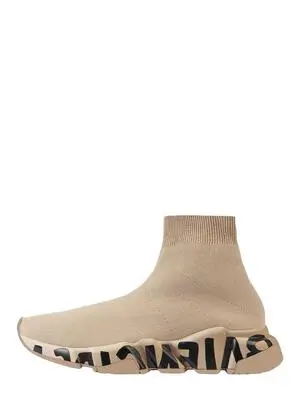 Balenciaga Balenciaga Speed Graffiti Knit High Top Sneakers Beige/black
