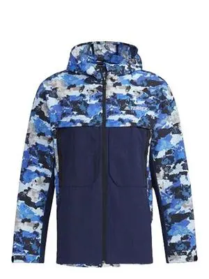 Adidas Camouflage Splicing Hooded Jacket - Blue
