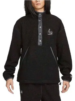 Nike Snap Button Fleece Pullover - Black