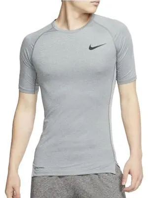 Nike Pro Training Tight Short Sleeve - Light Gray