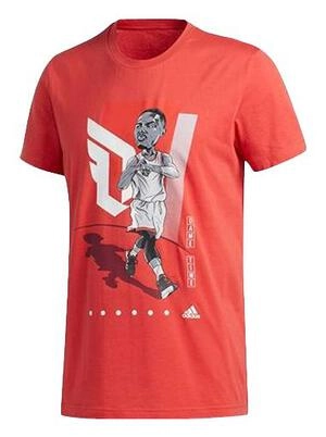 Adidas Basketball Sports Round Neck Short Sleeve - Red