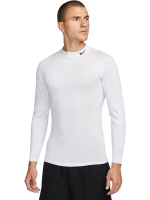 Nike Pro Dri-fit Fitness Mock-neck Long Sleeve Shirt - White