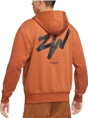 JORDAN Zion Alphabet Printing Retro Hooded Zipper Jacket - Brown