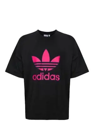 Adidas Originals Trefoil Tee Logo Printing Round Neck Short Sleeve - Black