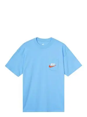 Nike Casual Sports Breathable Back Large Logo Round Neck Short Sleeve University Blue T-shirt - Multi-color