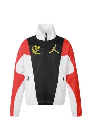 JORDAN Colorblock Splicing Stand Collar Woven Jacket - Black
