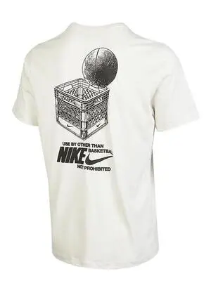 Nike Logo Pattern Printing Round Neck Short Sleeve White T-shirt - Multi-color