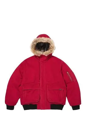 Supreme Reversible Faux Fur Hooded Work Jacket - Red