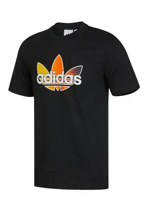Adidas Adidas Originals Sprt Graphic Gradient Logo Logo Sports Round Neck Short Sleeve Black Black