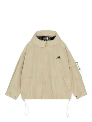 NEW BALANCE Logo Printing Woven Hooded Track Jacket - Khaki