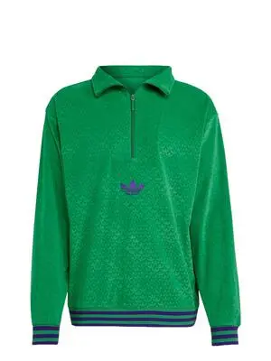 Adidas Originals Funnel Velour Logo Quarter-zip Sweatshirt - Default Colorway
