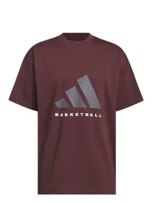 Adidas Basketball T-shirt Asia Sizing 'burgundy - Aurora Ruby/brown