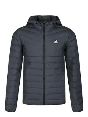 Adidas Hooded Down Jacket With Logo - Black