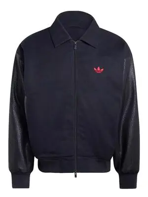 Adidas Bomber Jacket With Textured Sleeves - Black