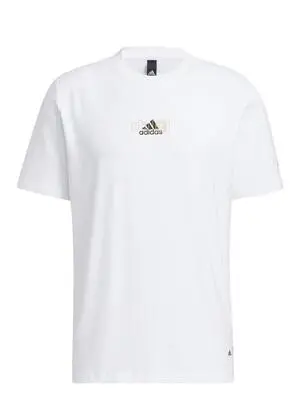 Adidas Solid Color Logo Breathable Round Neck Short Sleeve White - Multi-color