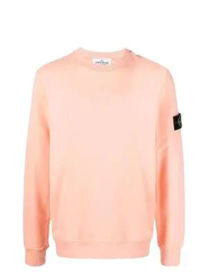 Stone Island Brushed Cotton Fleece Crewneck Sweatshirt - Pink