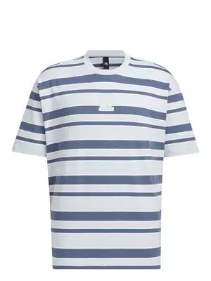 Adidas Logo Stripe T-shirt Asia Sizing 'grey Navy - Grey/navy