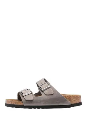 BIRKENSTOCK Arizona Soft Footbed Oiled Leather Sandals - Grey