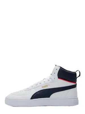 PUMA Caven Mid Top Lace-up Sneakers - White/blue/red