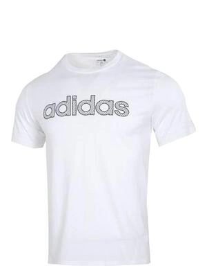 Adidas Neo Athleisure Casual Sports Breathable Logo Solid Color Round Neck Short Sleeve White T-shirt - Multi-color