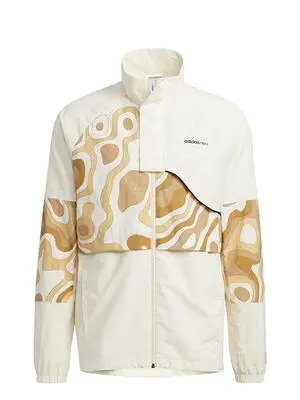 Adidas Neo Contrast Color Stitching Sports Stand Collar Logo Jacket - Creamy