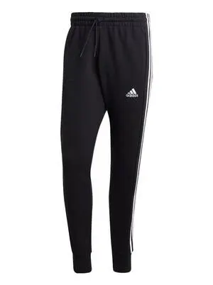 Adidas Essentials French Terry Tapered Cuff 3-stripes Pants - Black