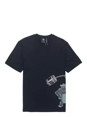 Adidas Originals X Pixar Crossover Logo Printing Round Neck Short Sleeve - Black