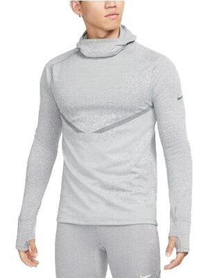 Nike Therma-fit Adv Hooded Long Sleeve Performance T-shirt - Gray